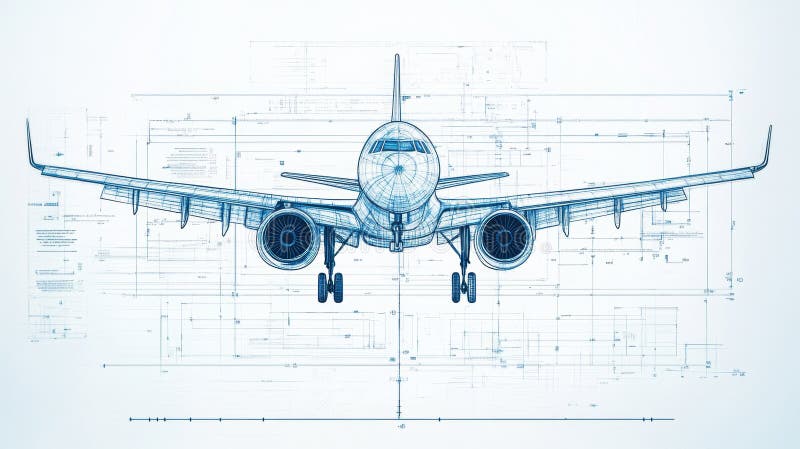 Technical Blueprint Aircraft Design Showcasing Detailed Structure ...