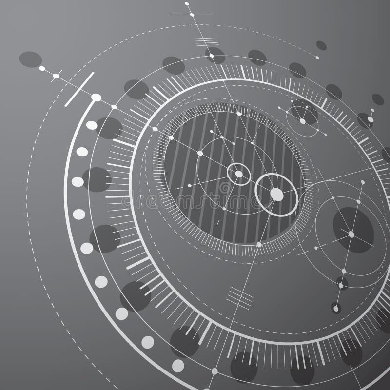 Technical Blueprint, Vector Black And White Digital Background W Stock ...