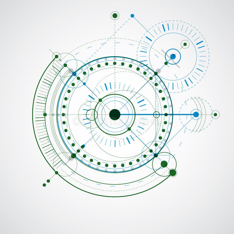 Technical Blueprint, Colorful Vector Digital Background with Geometric ...