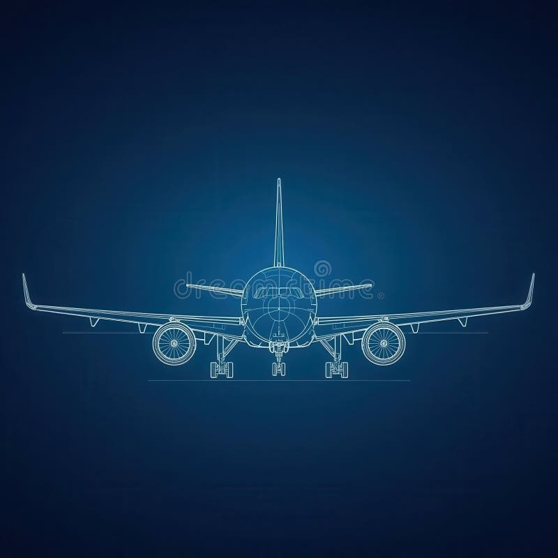Technical Blueprint of a Commercial Airliner, Showcasing Engineering ...