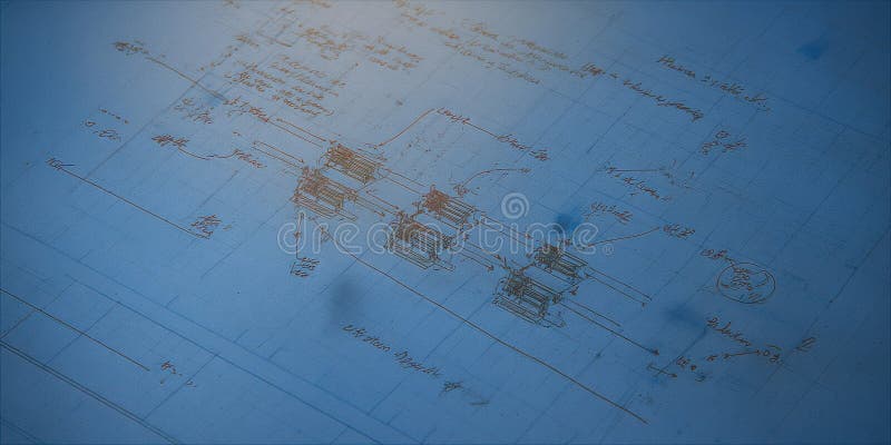 Technical Blueprint Diagram with Electrical Components and Annotations ...