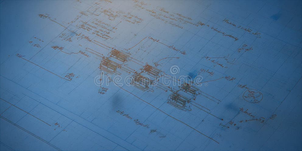 Technical Blueprint Diagram with Electrical Components and Annotations ...
