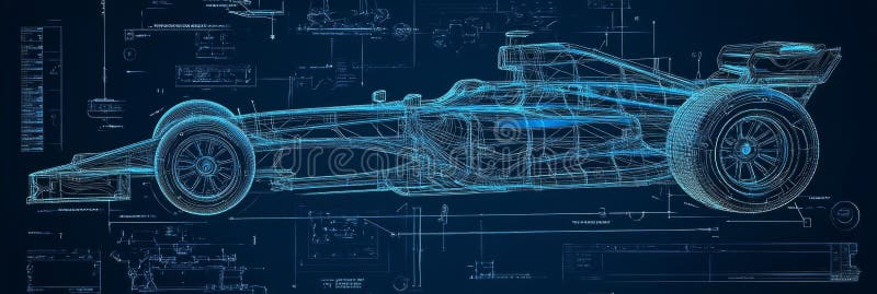 Technical Blueprint of a Formula 1 Race Car Design Stock Illustration ...
