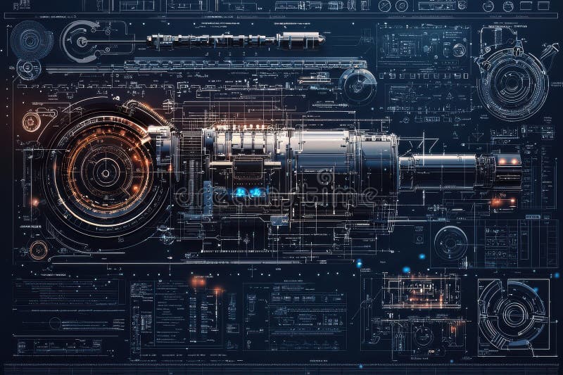 Detailed Technical Blueprint of Industrial Machinery Used in ...