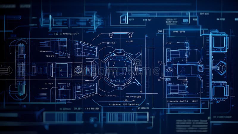 Technical Blueprint Schematic Diagram Design in Blue and White ...