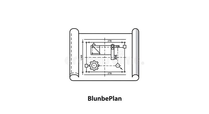 Technical Blueprint Scroll with Mechanical Diagram Stock Illustration ...
