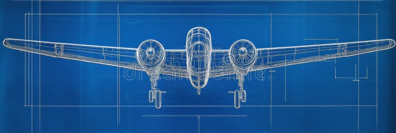 Technical Blueprint Showcasing the Detailed Design of an Airplane with ...