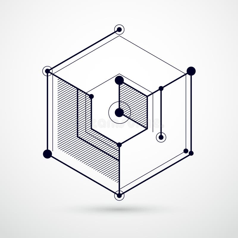 Technical Blueprint, Vector Black and White Digital Background with ...