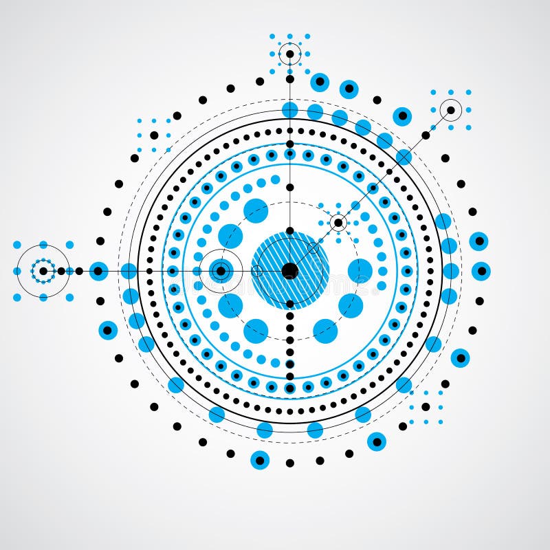 Technical Blueprint, Vector Blue Digital Background with Geometric ...