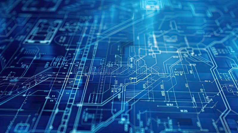 Close Up Picture of Technical Blueprints in Abstract Innovation. Stock ...