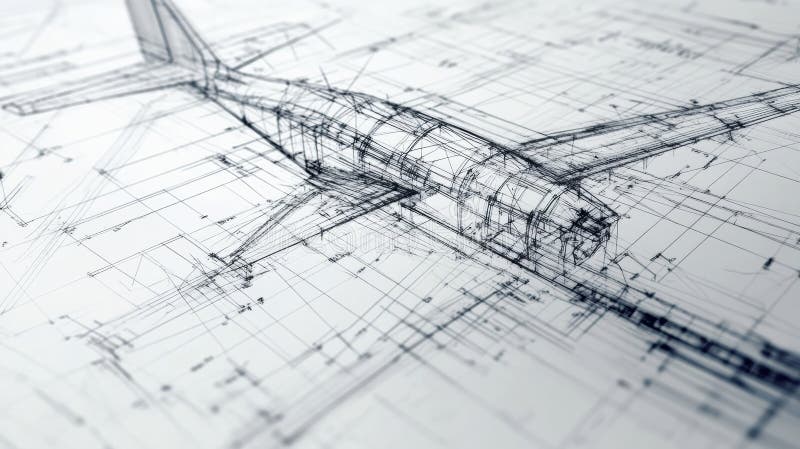 Technical Blueprints Depict Detailed Airplane Design and Specifications ...