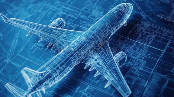 Technical Blueprints Illustrate the Design and Structure of an Airplane ...