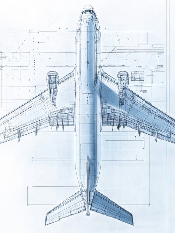 Technical Blueprints Showcasing an Airplane Design with Detailed ...