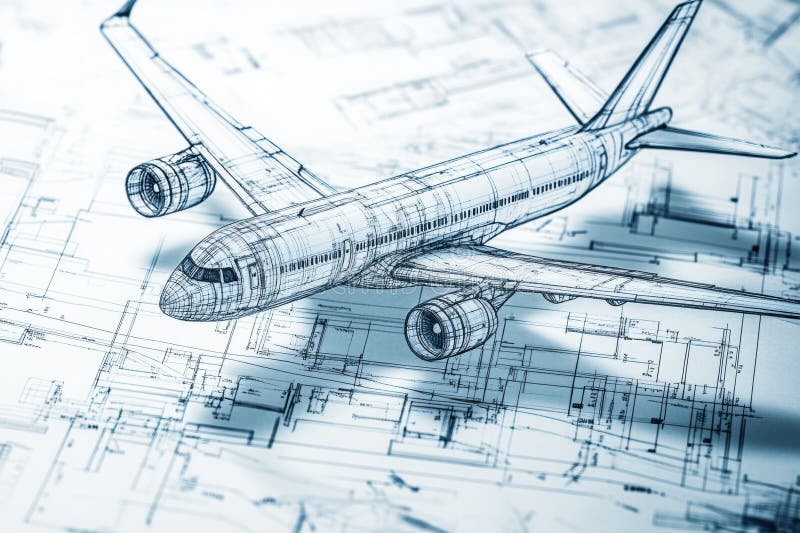 Technical Blueprints Showcasing the Detailed Design of an Airplane ...