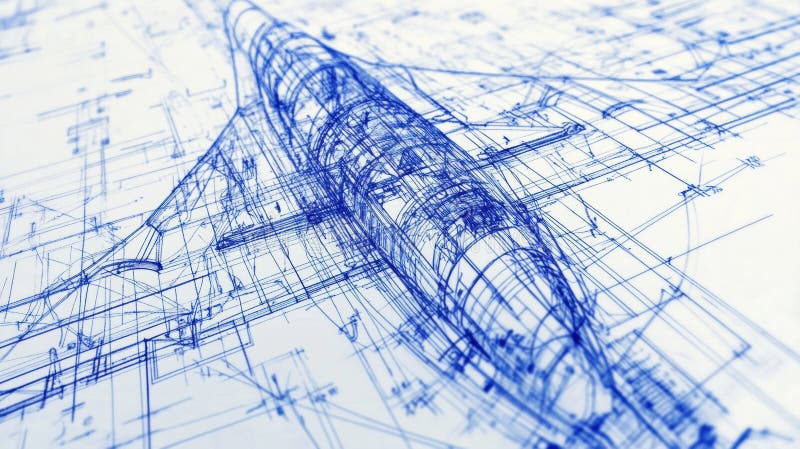 Technical Blueprints Showcasing Intricate Design Details of an Airplane ...