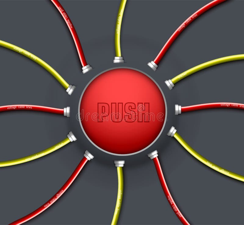 Technical Button Push with Wire Background. Vector Illustration Design ...