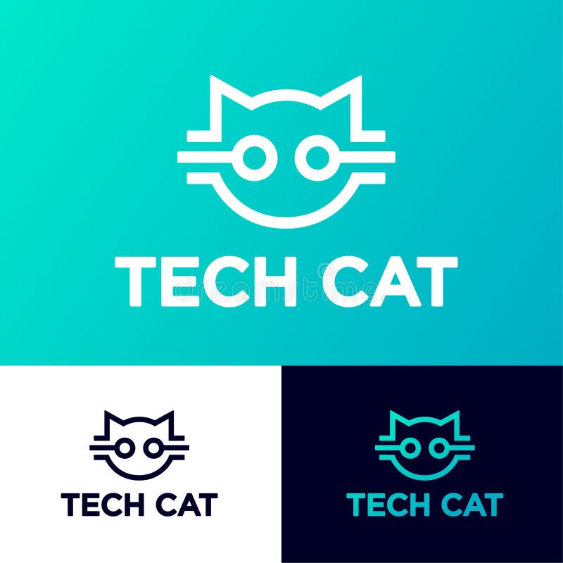Technical Cat Logo. Digital Tech Icon Like Cat Face. Technologies ...