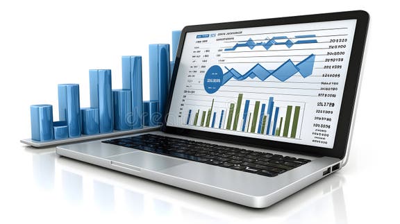 Technical Chart on Laptop Screen with Soft Shadows,Analytical Chart on ...