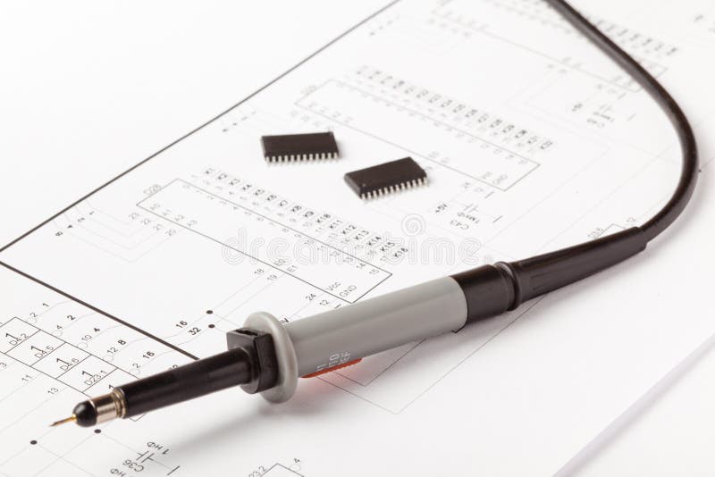 Soldering Iron on Drawing of Electronic Device Stock Photo - Image of ...