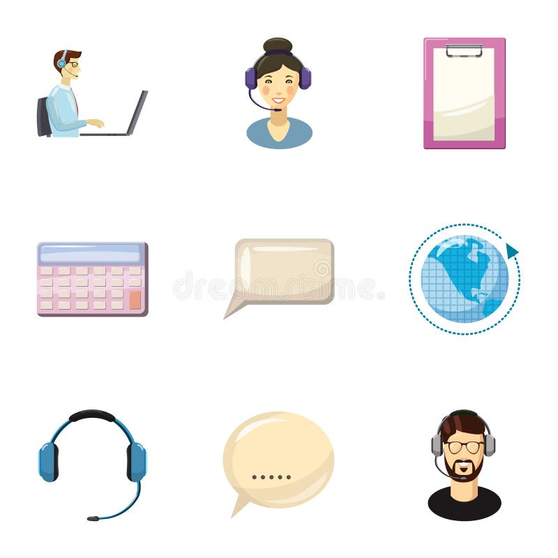 Technical Consultation Icons Set, Cartoon Style Stock Vector ...