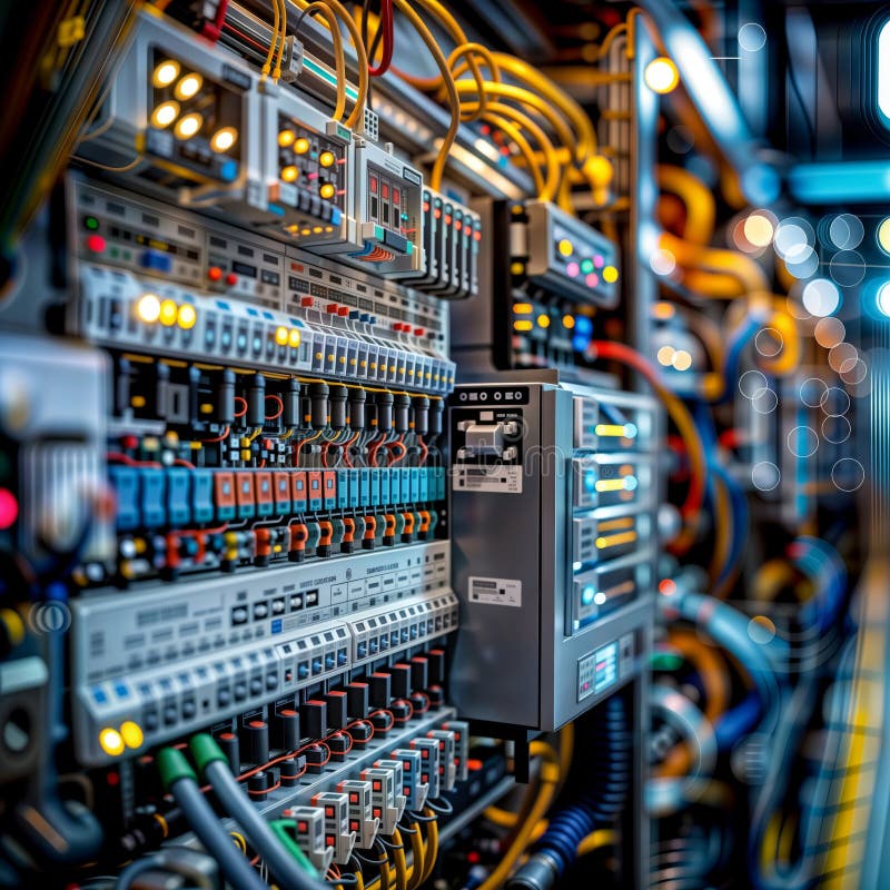 Brightly Lit Technical Control Panel with Indicators, Generative Ai ...
