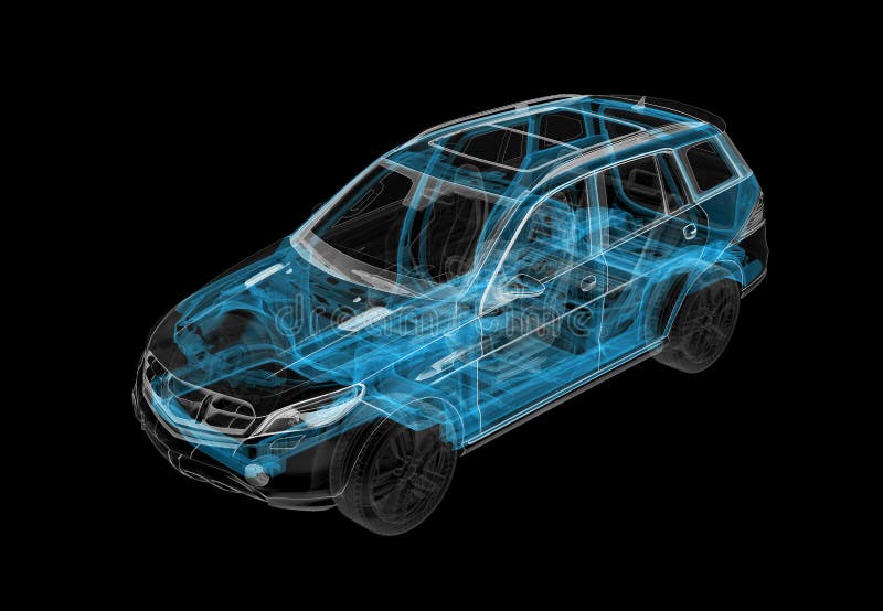 Technical 3d Illustration of SUV Car with X-ray Effect. Top View Stock ...