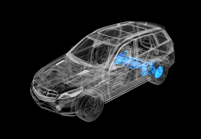 Technical 3d Illustration of SUV Car with X-ray Effect. Top View Stock ...