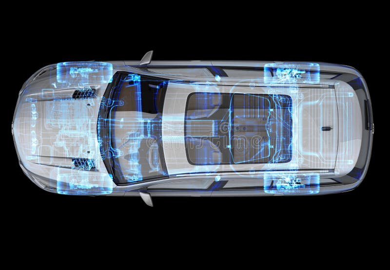 Technical 3d Illustration of SUV Car with X-ray Effect. Top View Stock ...