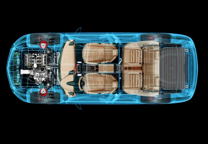 Technical 3d Illustration of SUV Car with X-ray Effect. Top View Stock ...