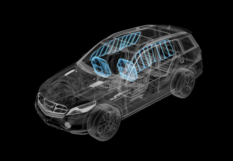 Technical 3d Illustration of SUV Car with X-ray Effect. Top View Stock ...
