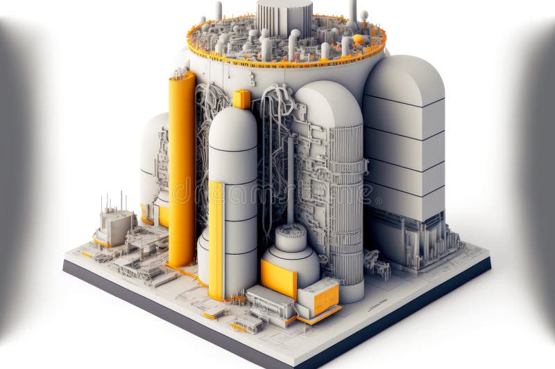 Technical Design Depicting Nuclear Reactor in Section on White ...