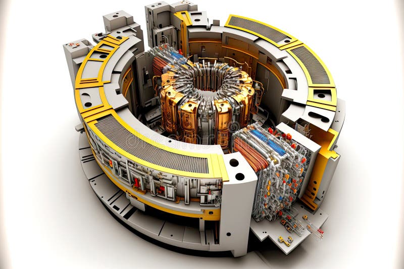 Technical Design Depicting Nuclear Reactor in Section on White ...