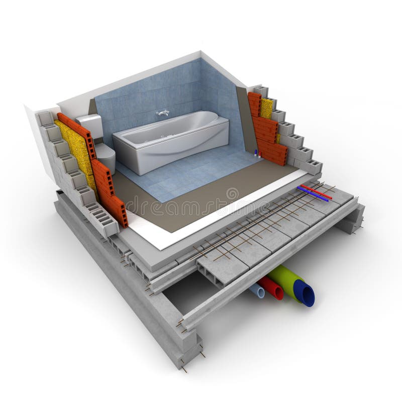 Bathroom Construction Details Stock Illustration - Illustration of ...
