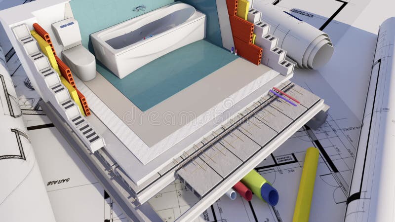 Technical Details of a Bathroom Construction Stock Video - Video of ...