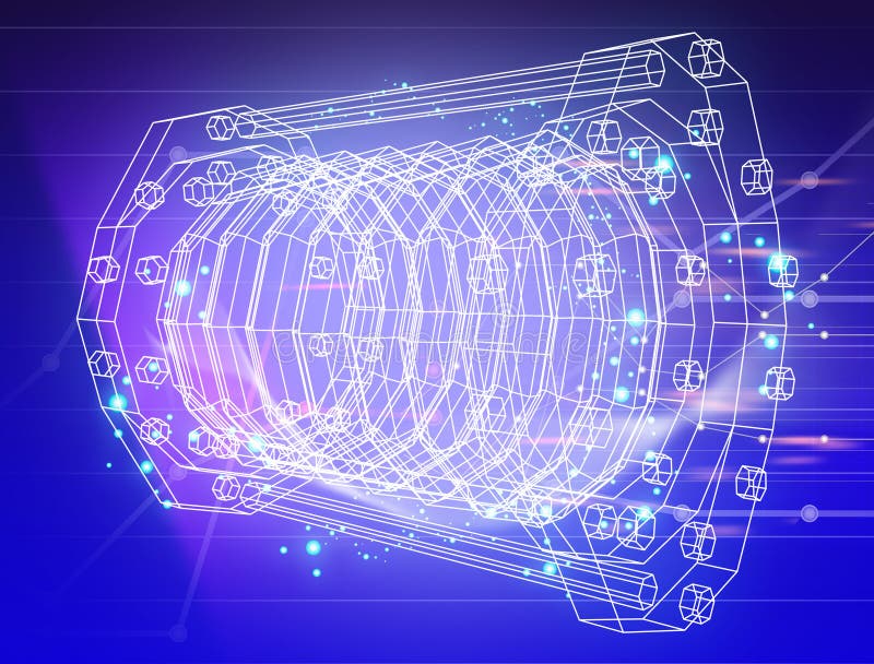 Technical Details of the Oil Filter on a Blue Stock Illustration ...