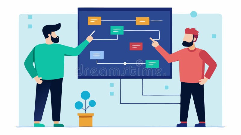 Technical Discussion Two Developers Engage in a Discussion Pointing To ...