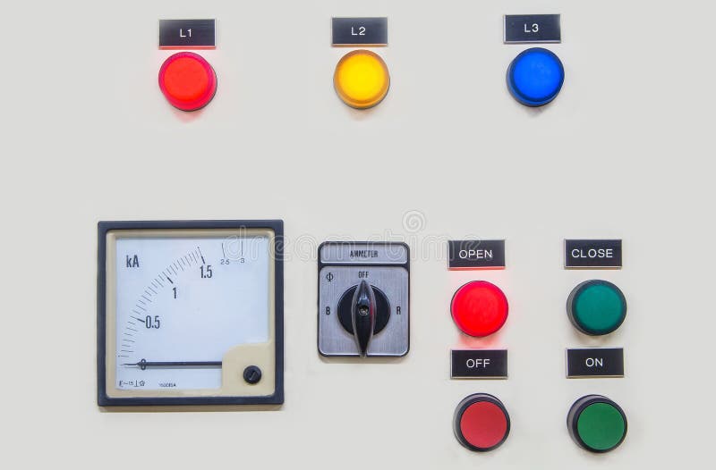 Technical Display on Control Panel with Electric Devices,light Stock ...