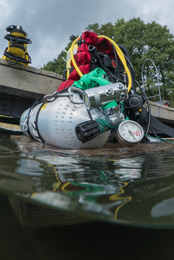 Technical diving equipment stock photo. Image of lake - 78033826