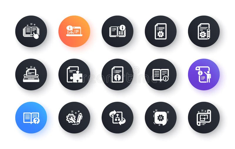 Technical Documentation Icons. Instruction, Plan and Manual. Classic Icon Set. Vector Stock ...
