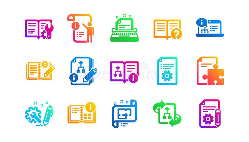 Technical Documentation Icons. Instruction, Plan and Manual. Classic Icon Set. Vector Stock ...