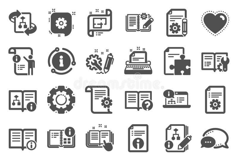 Technical Documentation Icons. Set of Instruction, Plan and Manual. Vector Stock Vector ...
