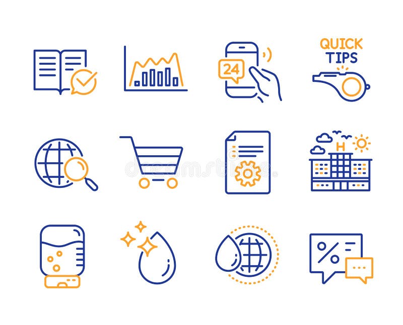 Technical Documentation, Infographic Graph and World Water Icons Set ...