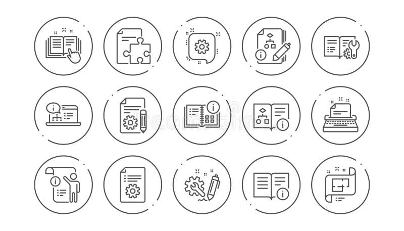 Technical Documentation Line Icons. Instruction, Plan and Manual ...