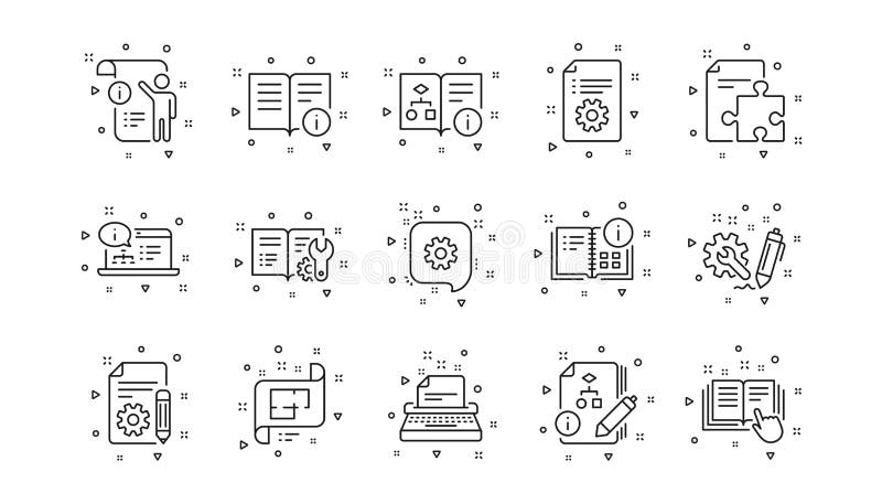 Technical Documentation Line Icons. Instruction, Plan and Manual ...