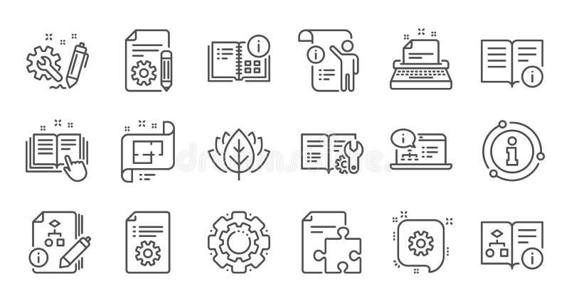 Technical Documentation Line Icons. Instruction, Plan and Manual ...