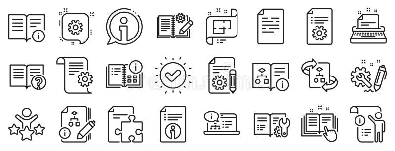Technical Documentation Line Icons. Set of Instruction, Plan and Manual ...