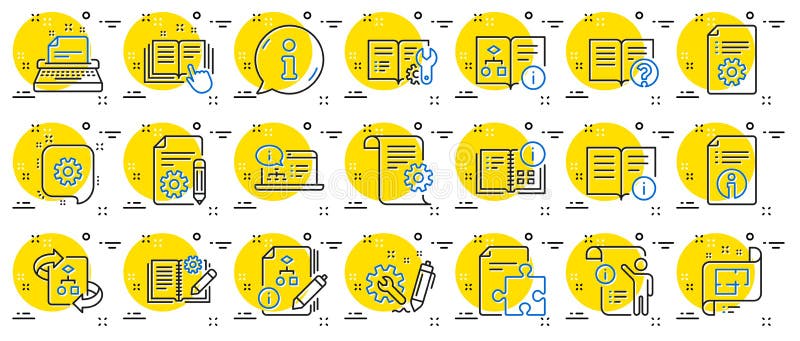 Technical Documentation Line Icons. Set of Instruction, Plan and Manual. Vector Stock Vector ...