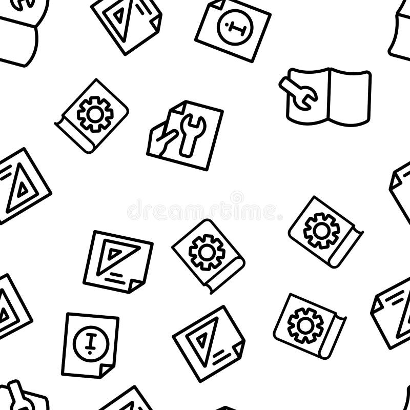 Technical Documentation Thin Line Icons Set Vector Stock Vector - Illustration of engineering ...