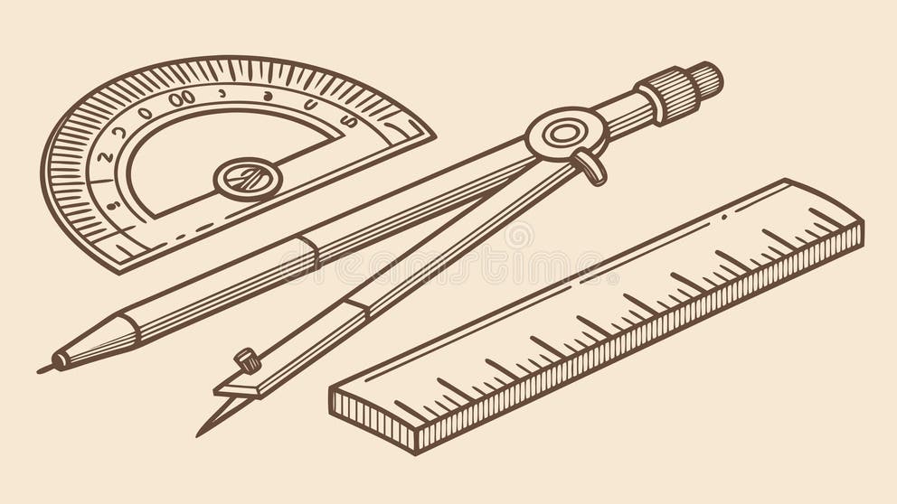 Technical Drafting Tools Set, Engineering Design Essentials, Vector ...