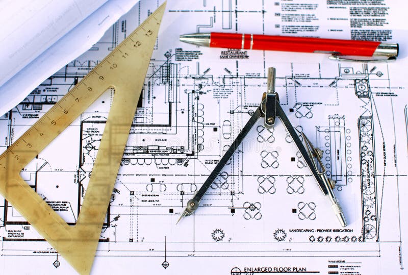 Technical Drawing Architectural Blueprint Stock Image - Image of ...